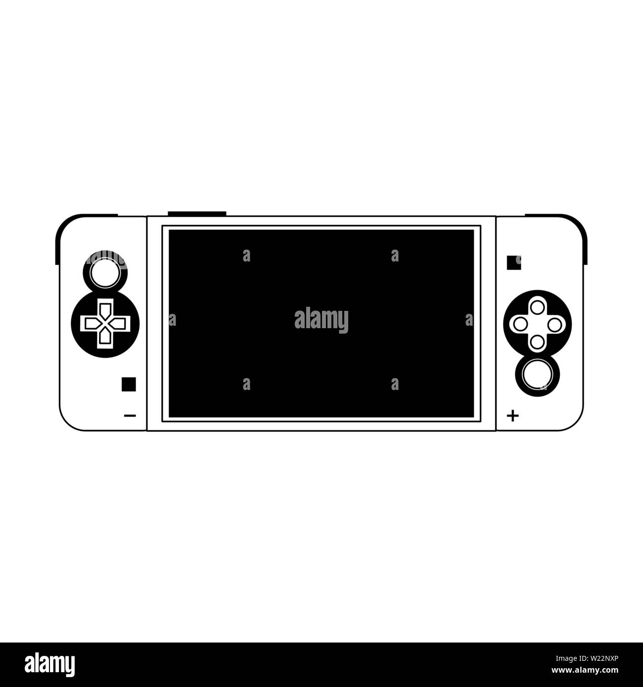 Modern videogame console portable with screen and buttons in black and ...
