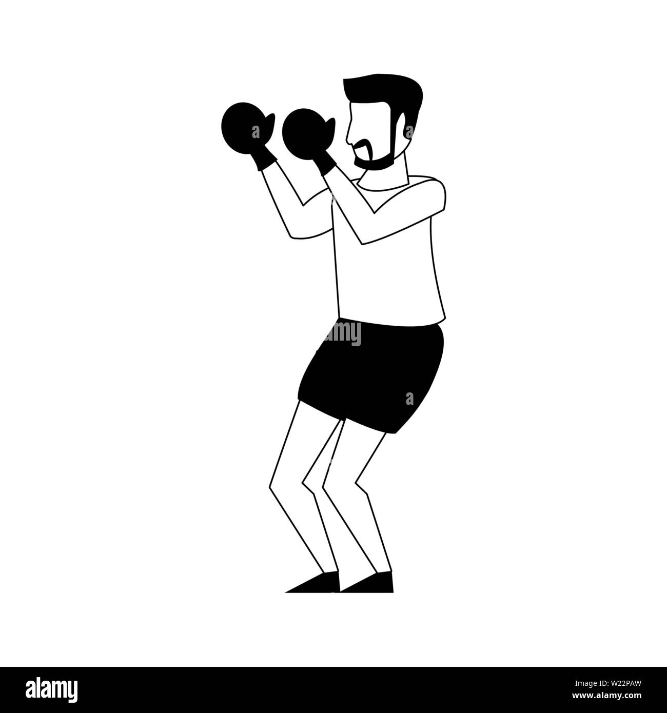 Boxing black white elements Cut Out Stock Images & Pictures - Alamy