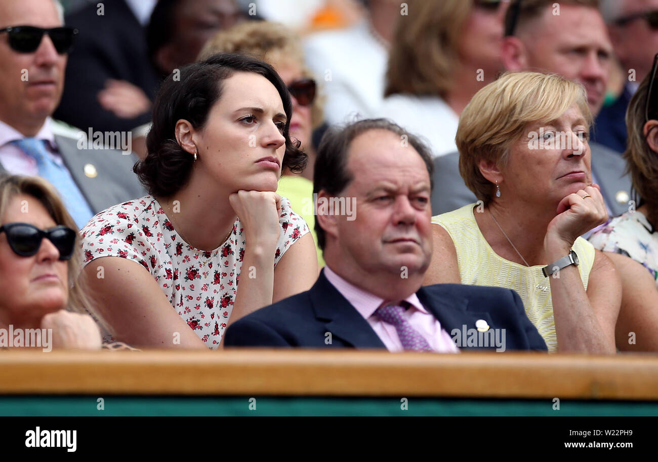 Phoebe Waller-Bridge (left) in the royal box of centre court on day ...