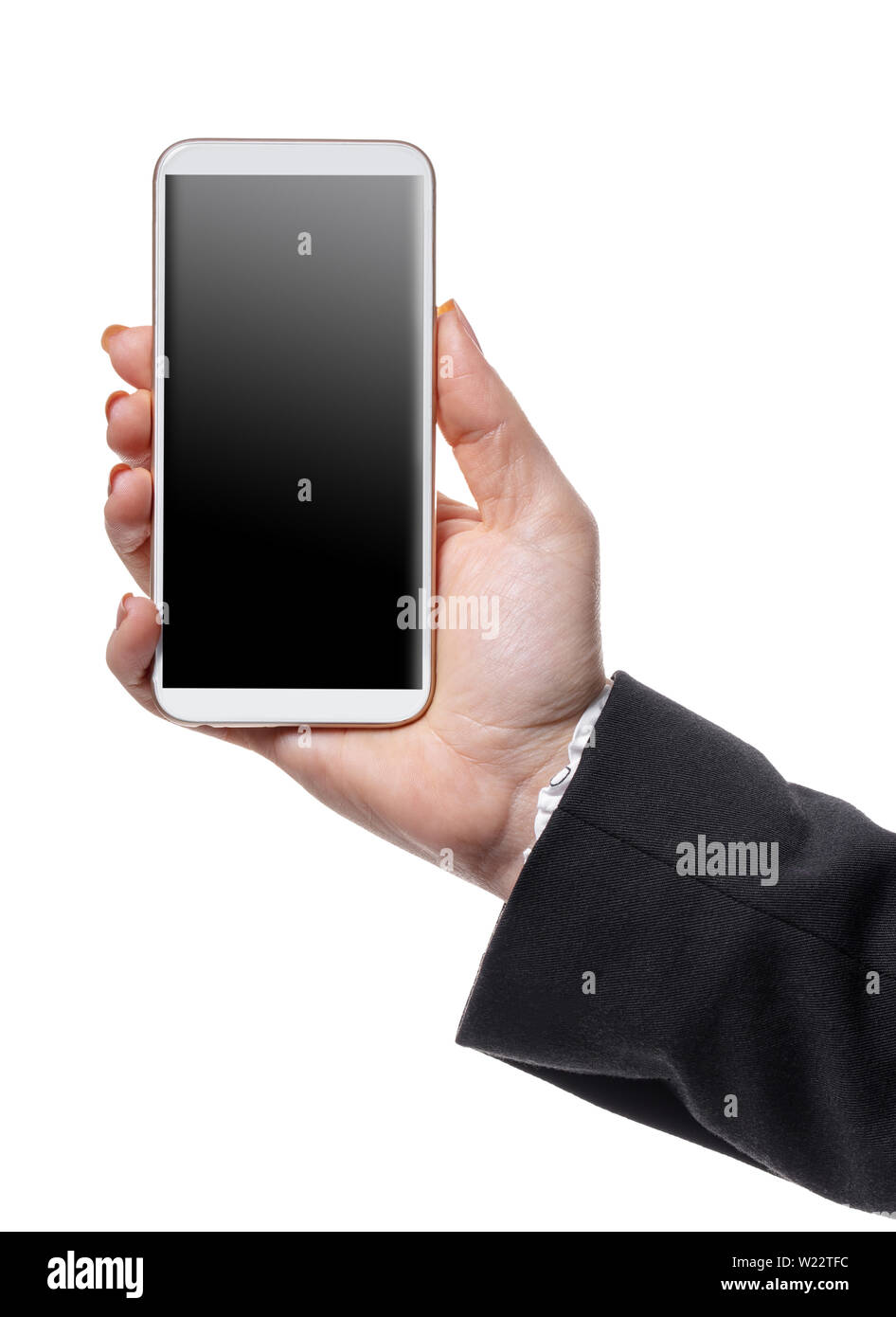 Hand holding iphone isolated Cut Out Stock Images & Pictures - Alamy