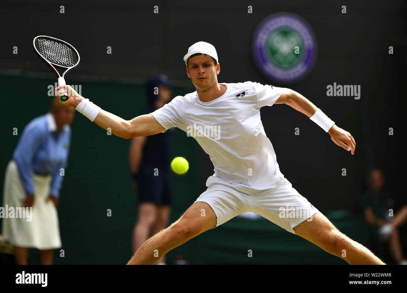 Hubert Hurkacz in action during his third round match against Novak ...