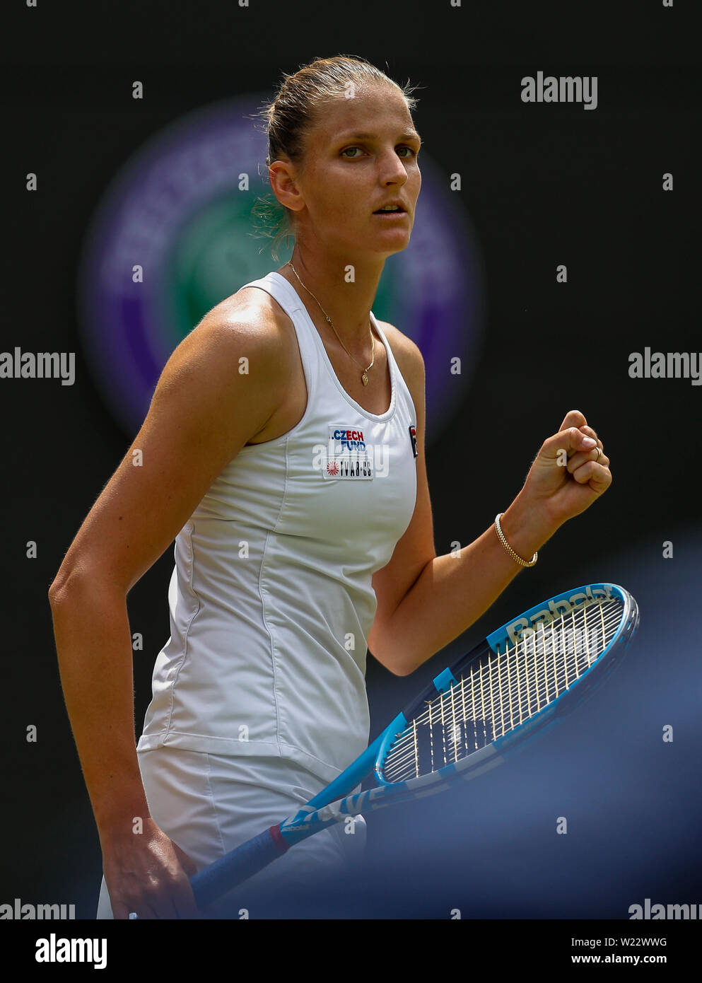 London, Britain. 5th July, 2019. Karolina Pliskova of Czech Republic ...