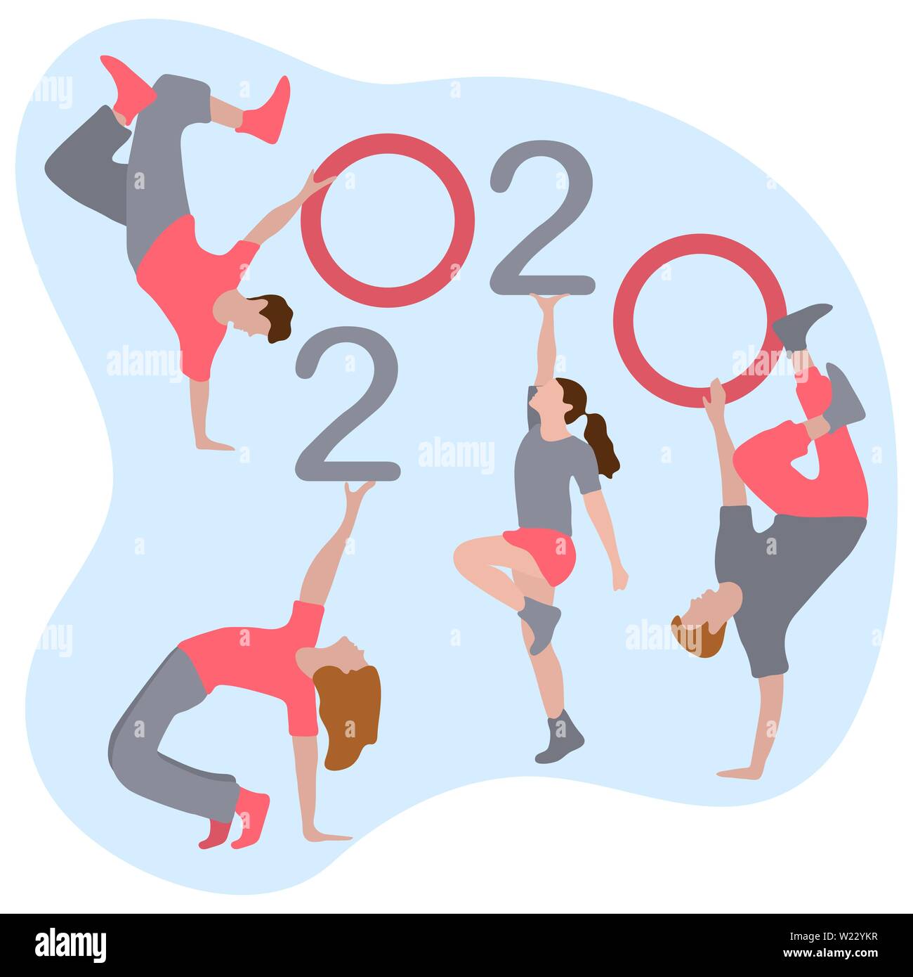 Happy new year. Vector illustration with 2020 year numbers and dancing ...