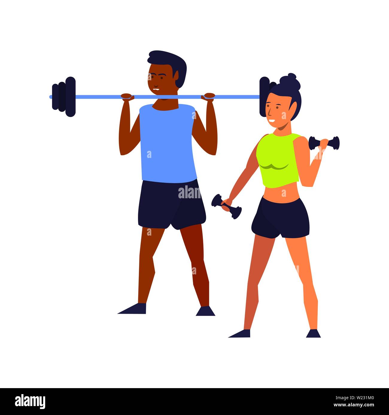 Couple training sports cartoons isolated Stock Vector Image & Art - Alamy