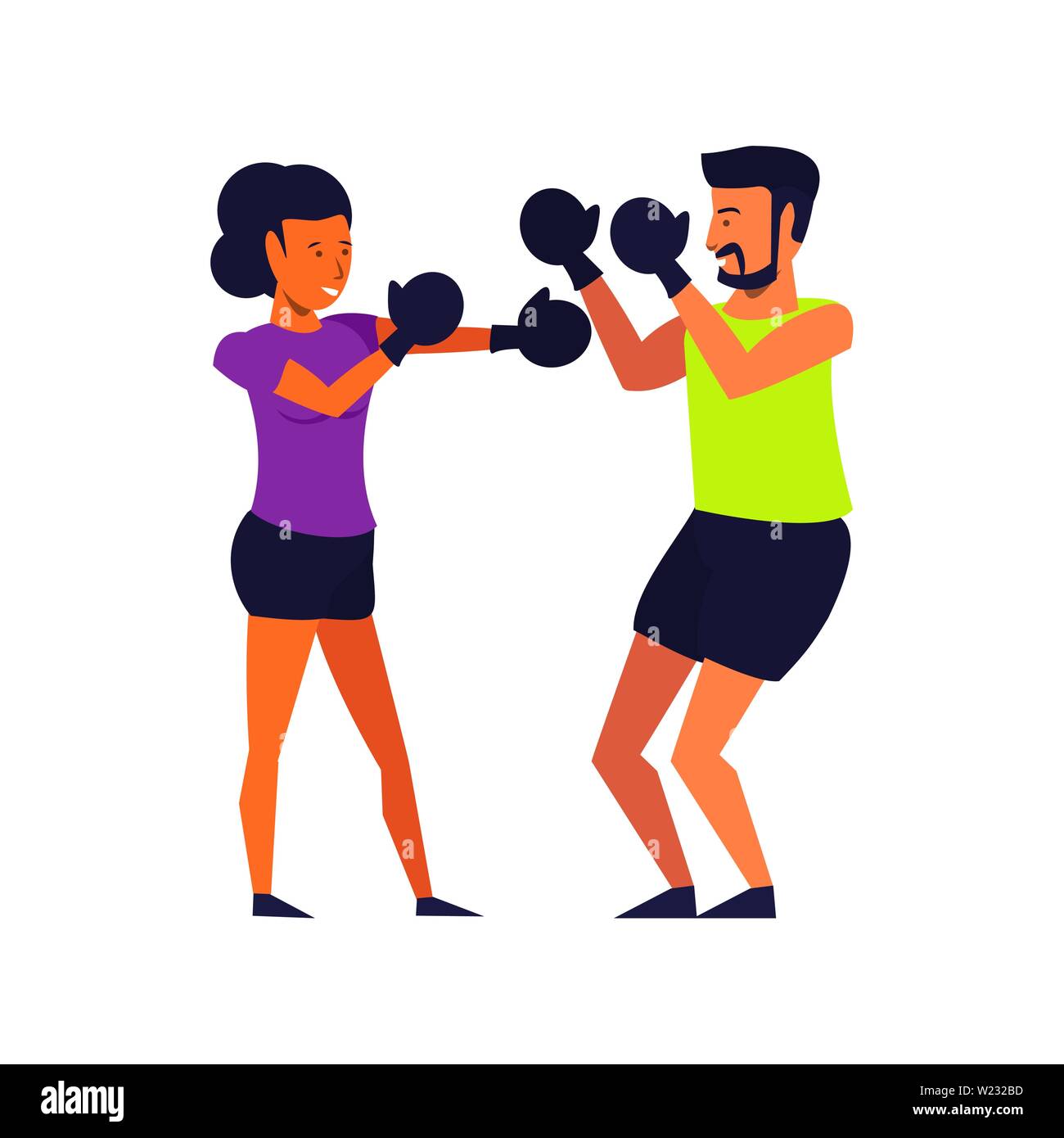 Couple training sports cartoons isolated Stock Vector Image & Art - Alamy