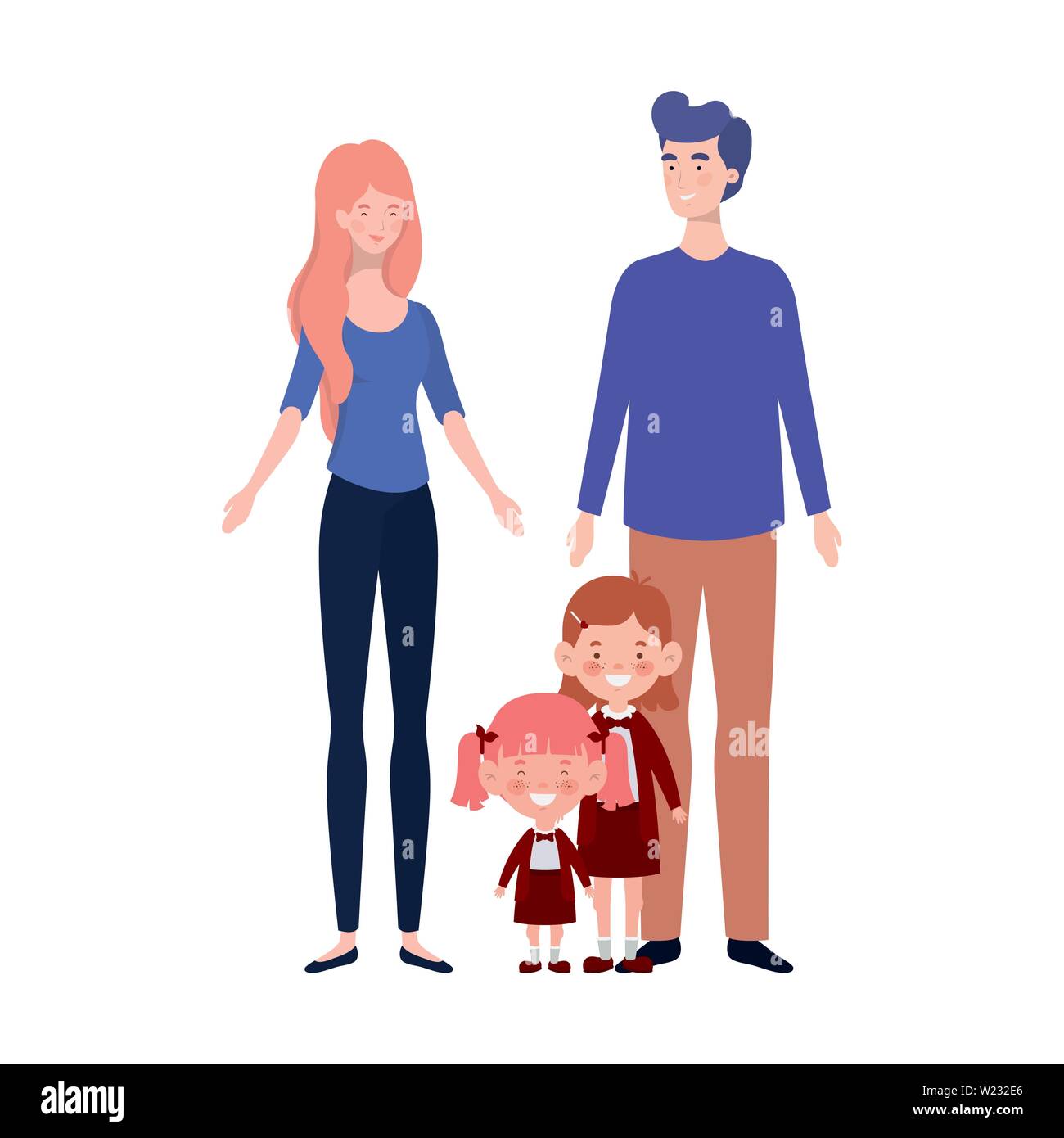 couple of parents with children avatar character Stock Vector Image ...