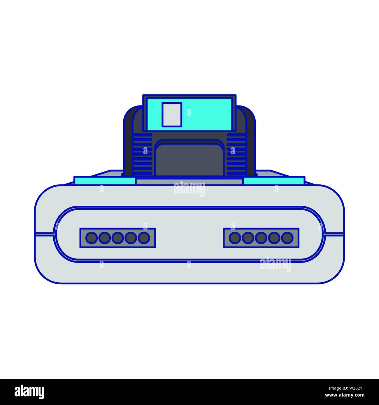 Retro videogame console with cassette blue lines Stock Vector Image ...