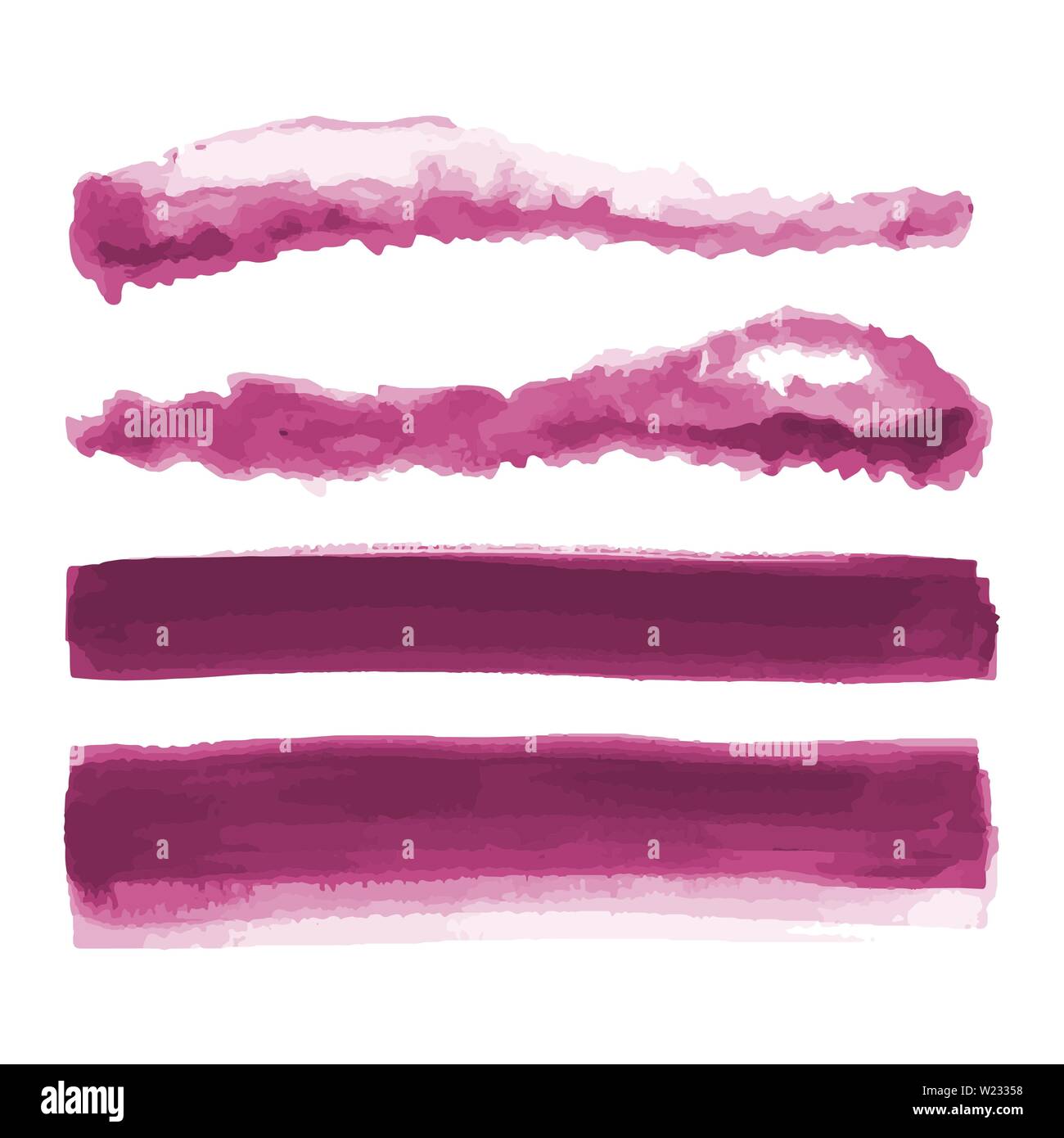 Pink watercolor shapes, splotches, stains, paintbrush strokes. Abstract ...