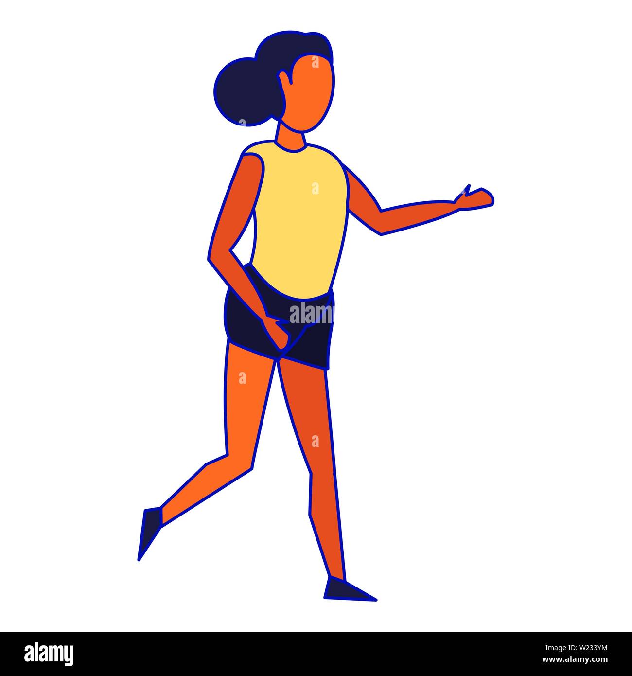 Fitness woman running cartoon isolated blue lines Stock Vector Image ...