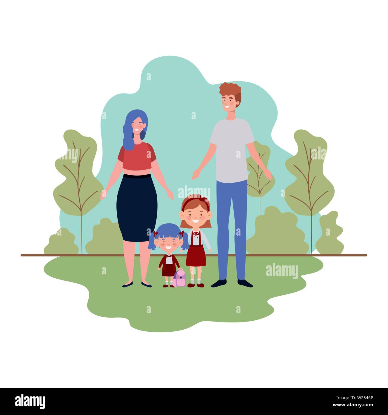 Mother children school uniform Stock Vector Images - Alamy