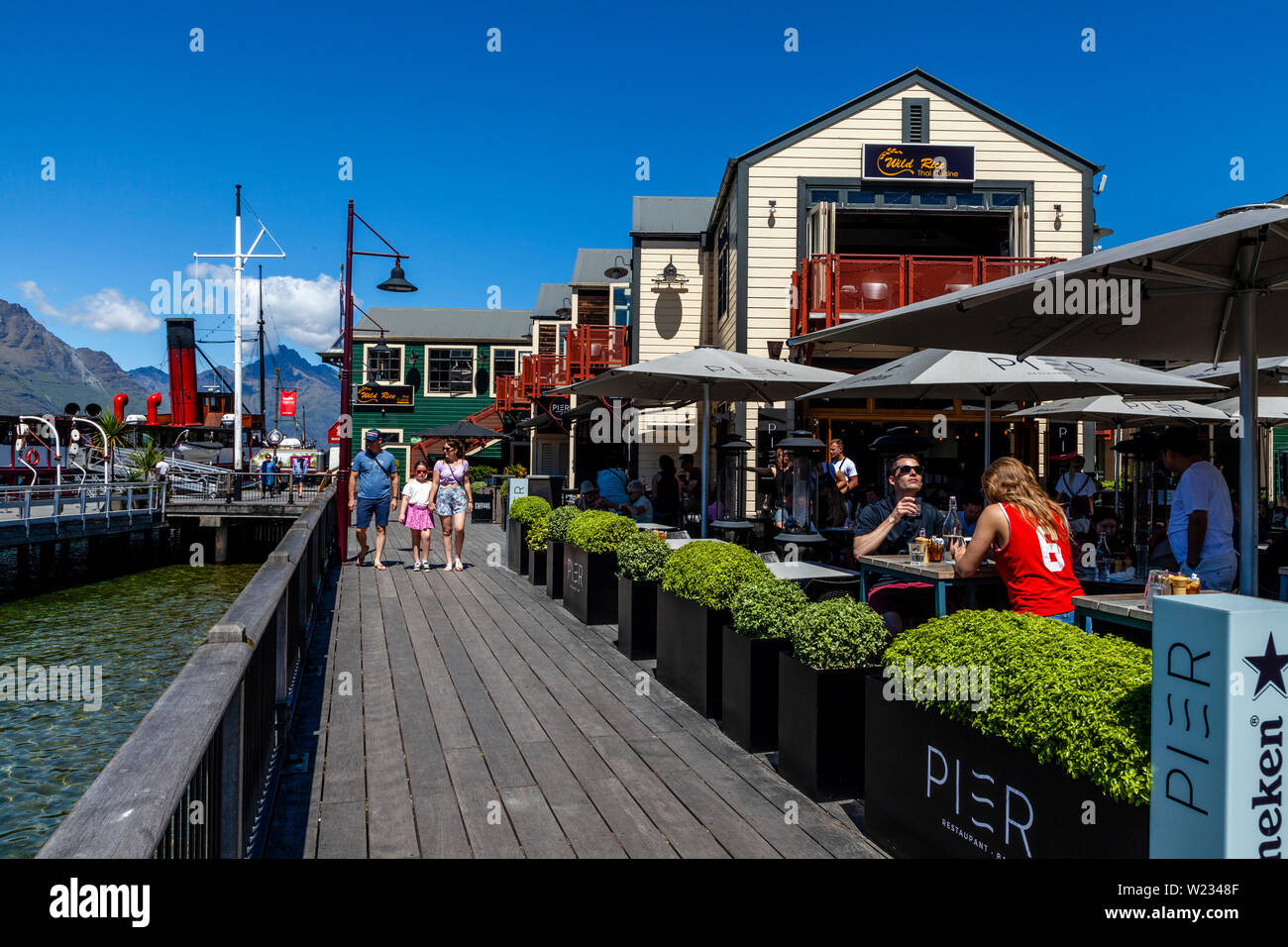 Streamer Wharf, Queenstown, Otago, South Island, New Zealand Stock ...