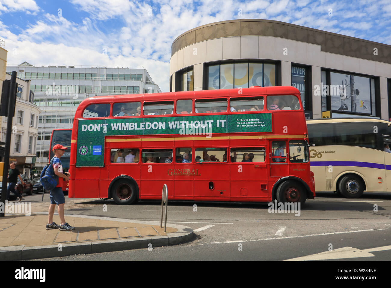 London, UK. 5th July, 2019. An old routemaster double, decker bus in ...