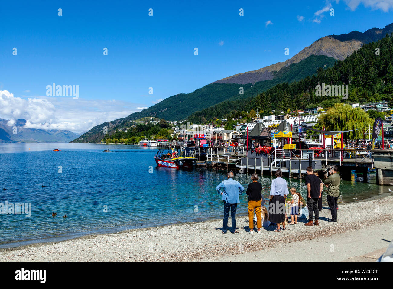 Queenstown Beach, Queenstown, Otago, South Island, New Zealand Stock ...