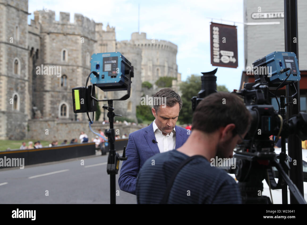 Camera crews set up in Windsor ahead of the royal christening of the ...