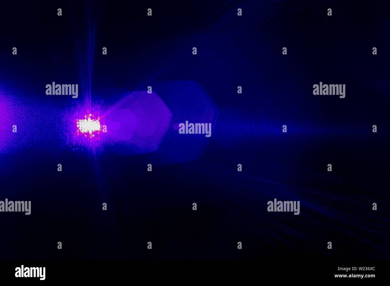 Camera lens flare by laser light create hexagons of objective iris ...