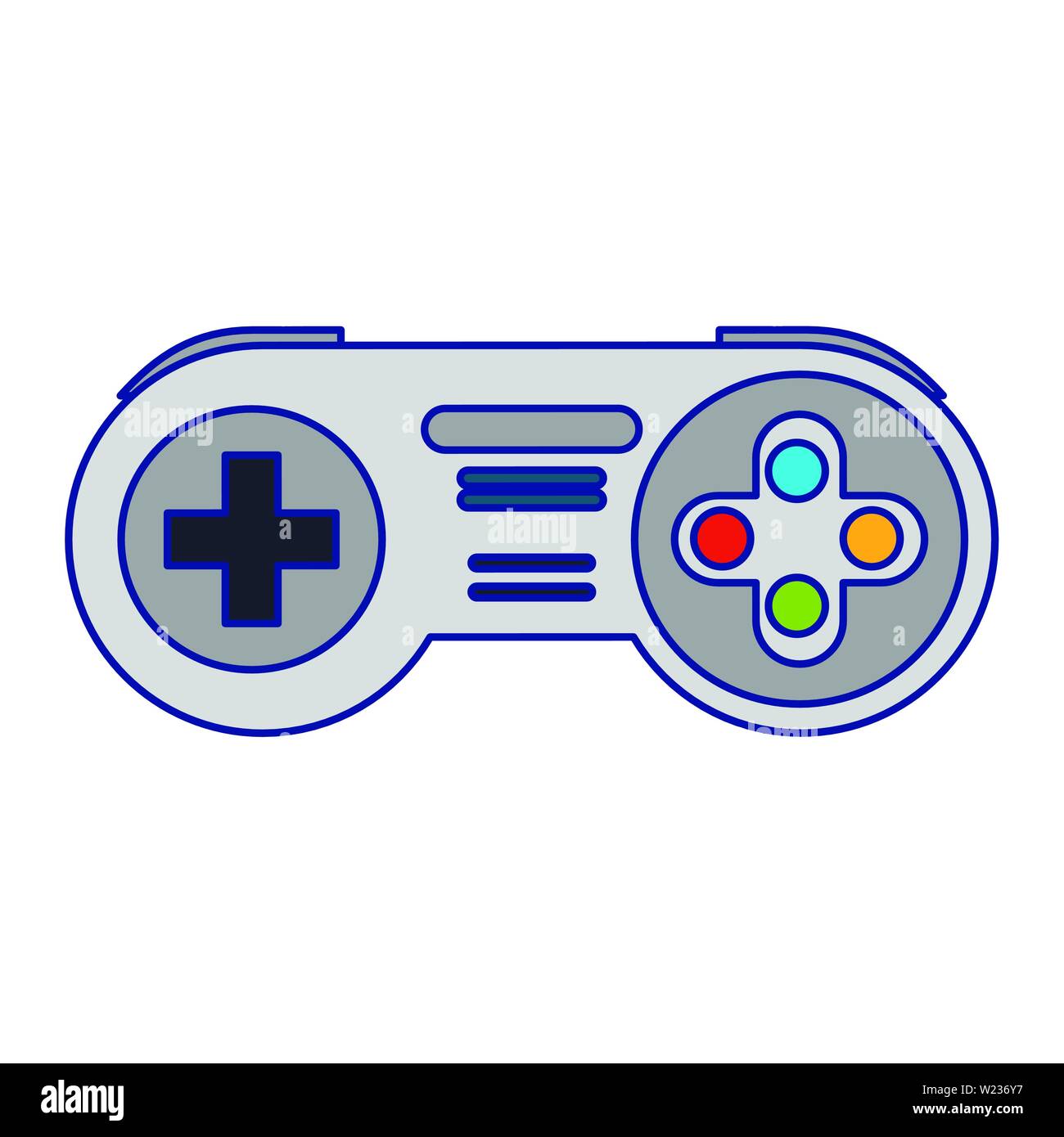 Retro videogame gamepad isolated symbol blue lines Stock Vector Image ...