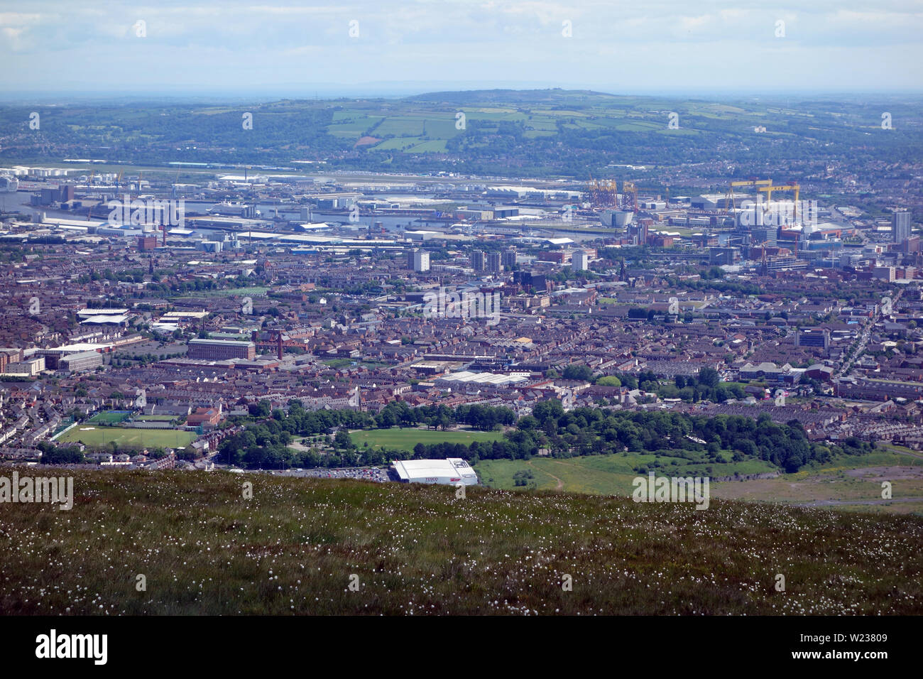 Belfast City from the Black Mountain Ridge Trail in County Antrim ...