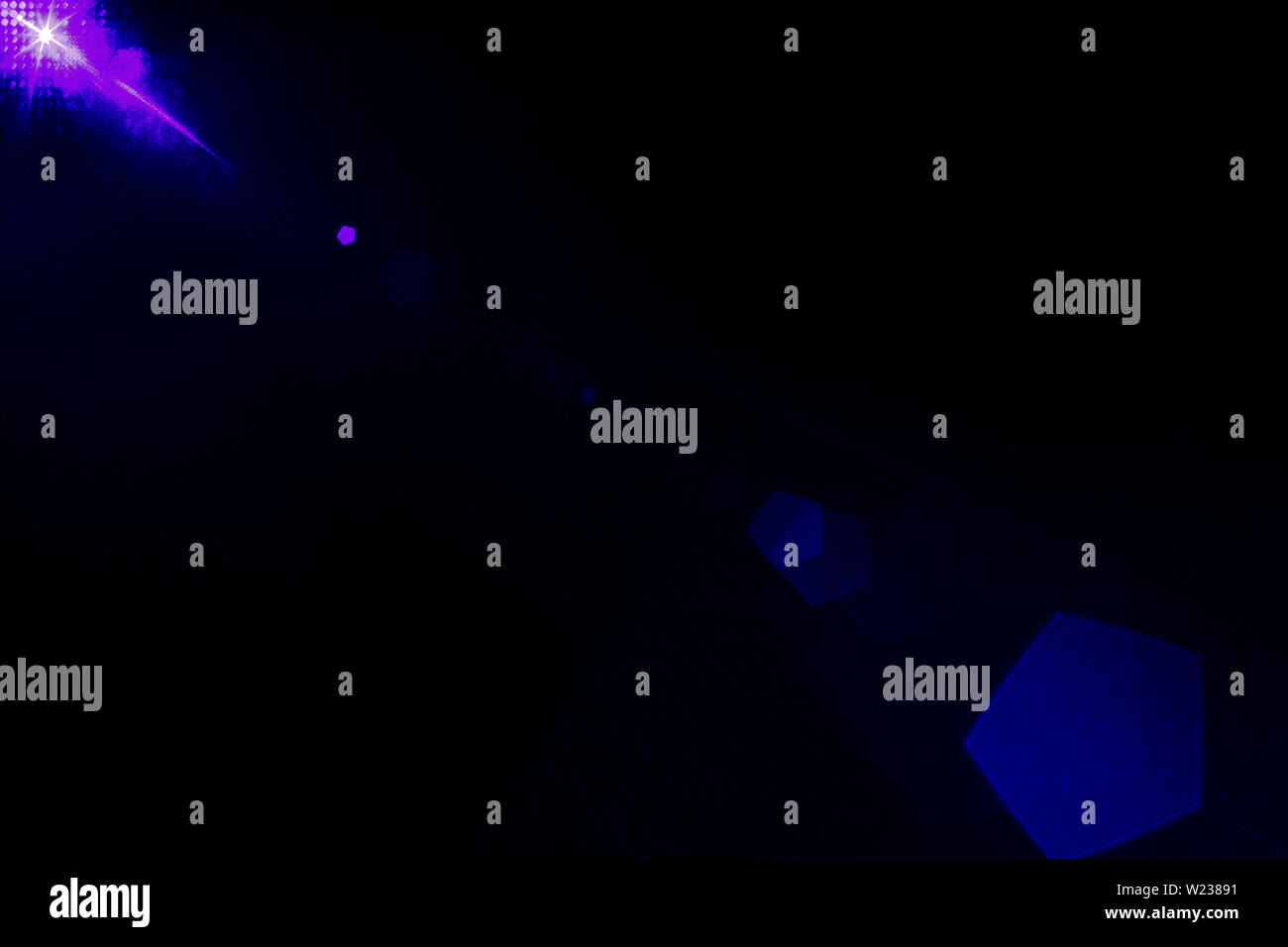 Camera lens flare by laser light create hexagons of objective iris ...