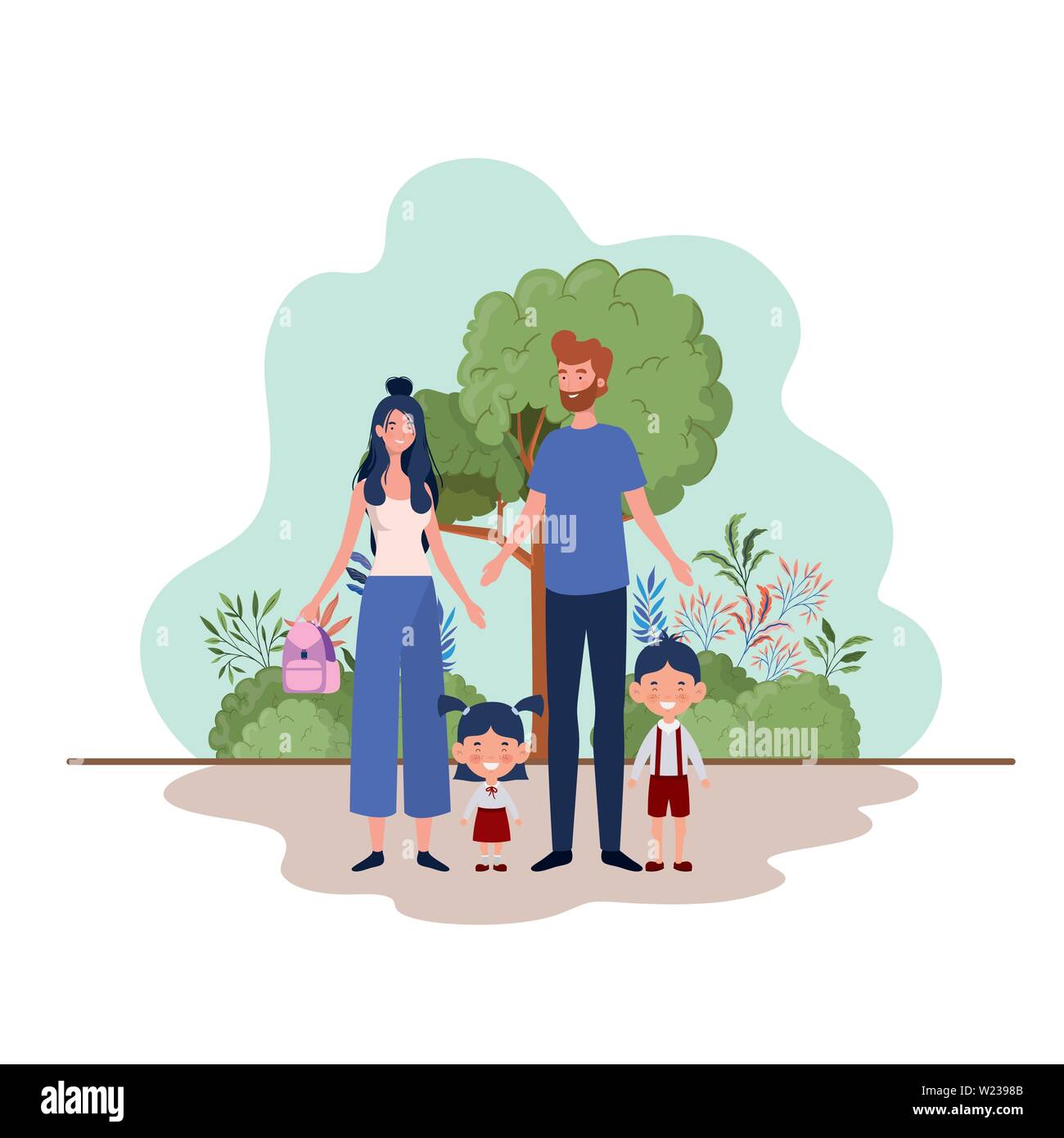 Mother children school uniform Stock Vector Images - Alamy