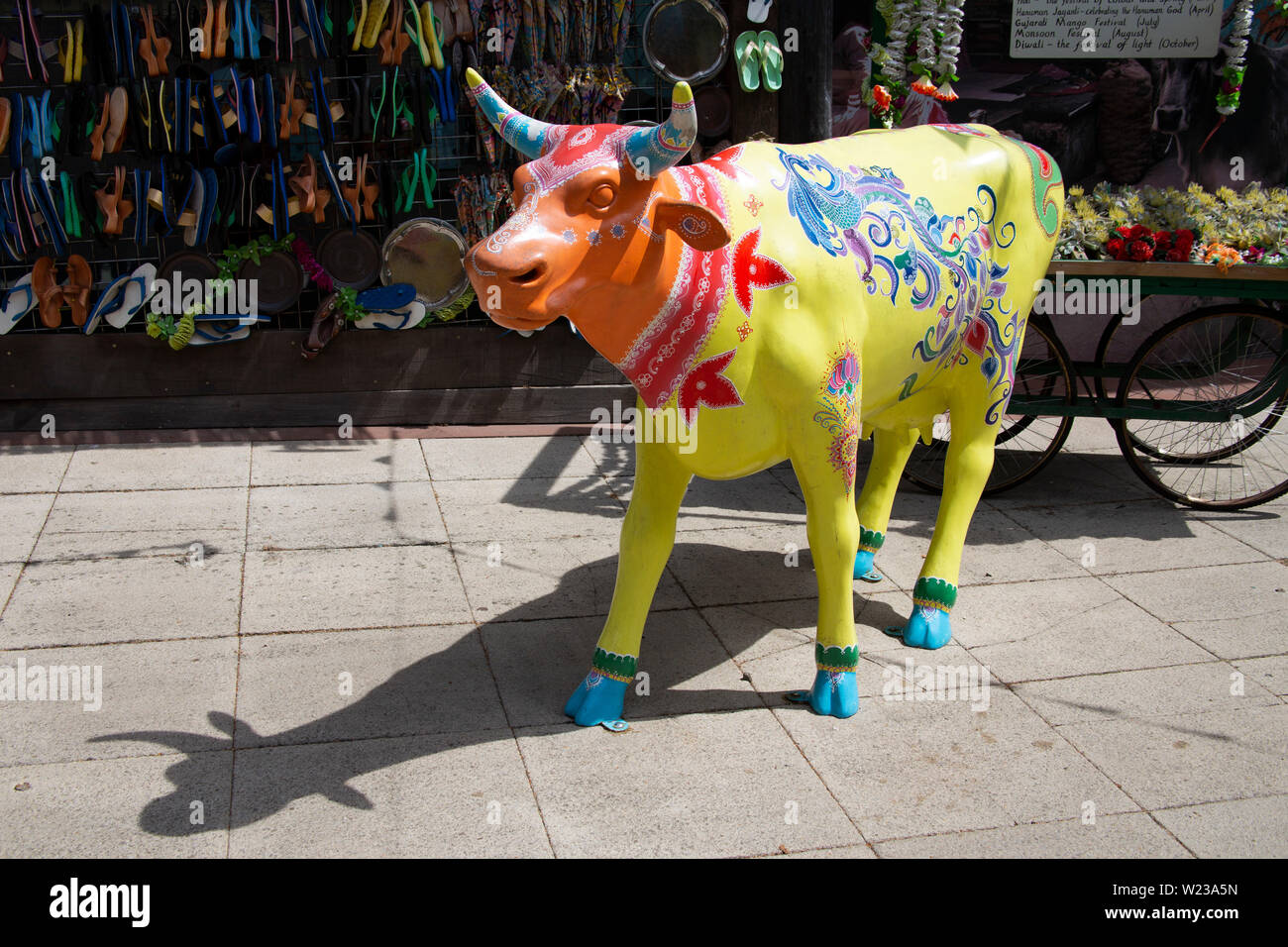 brightly coloured model cow - Land of the Lions at ZSL London Zoo Stock ...