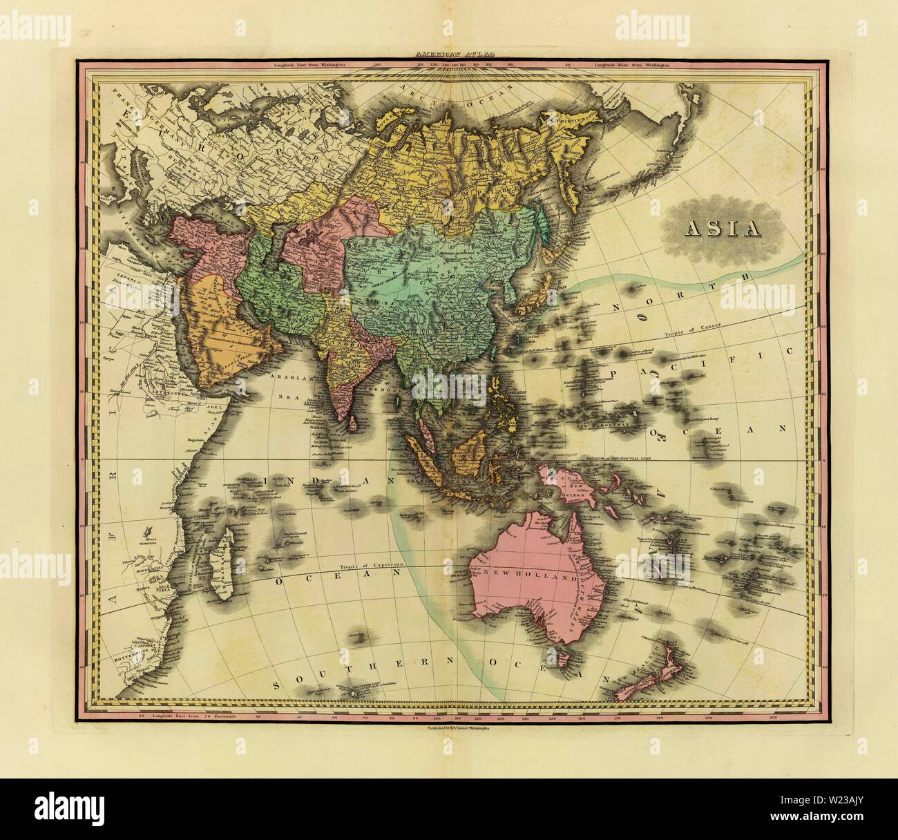 1825 Map of Asia - Vintage Antiquarian Map by Tanner Stock Photo - Alamy