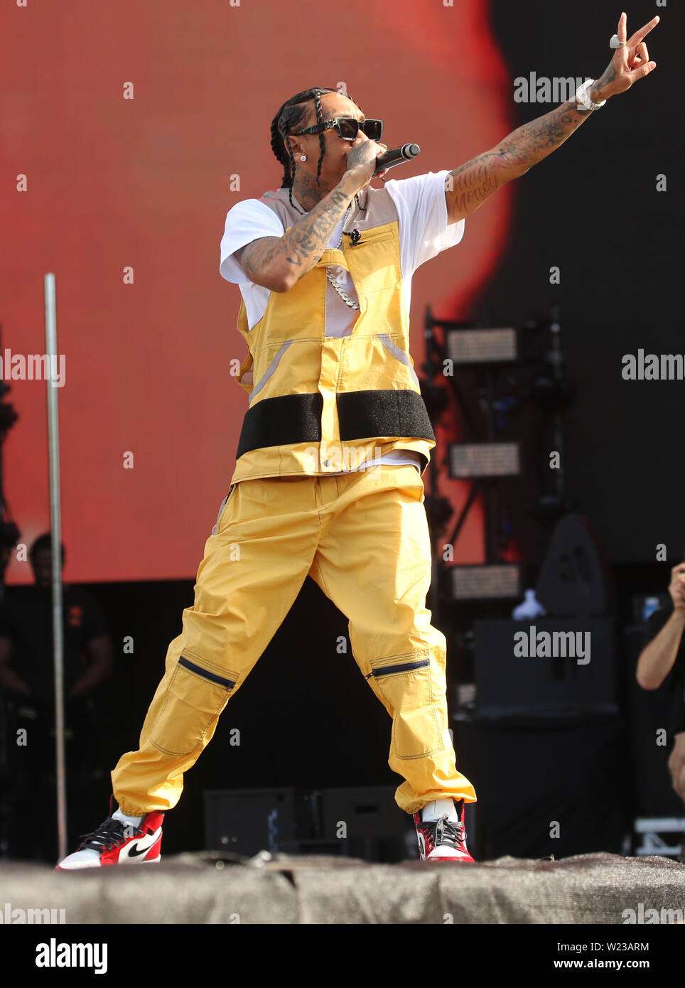 Tyga performs on stage on Day 1 of Wireless Festival held at Finsbury ...