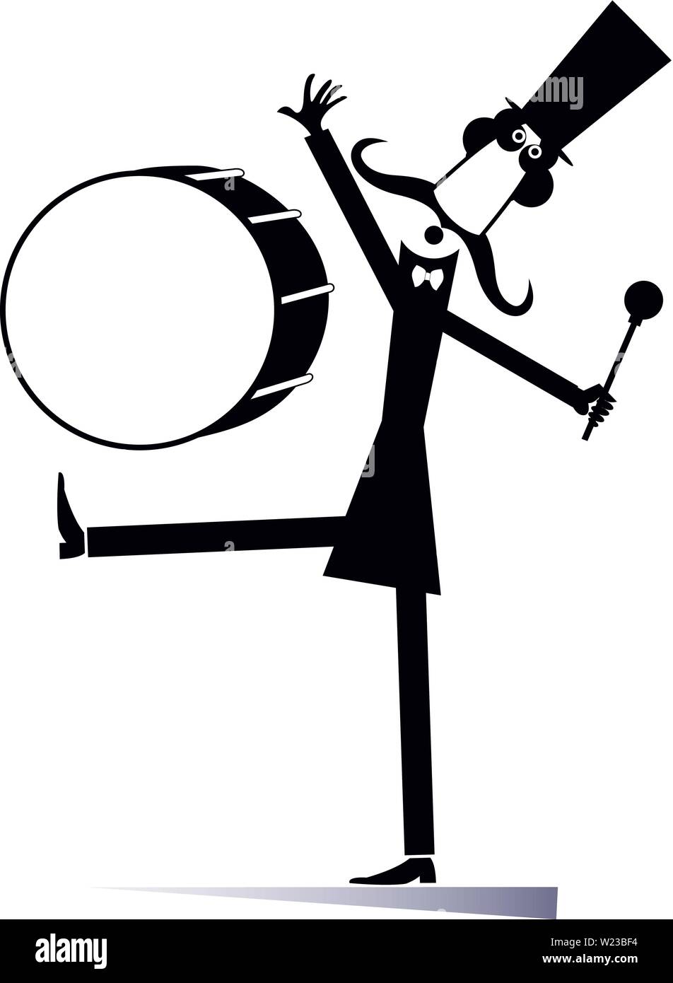 Funny mustache drummer isolated illustration. Mustache man in the top ...