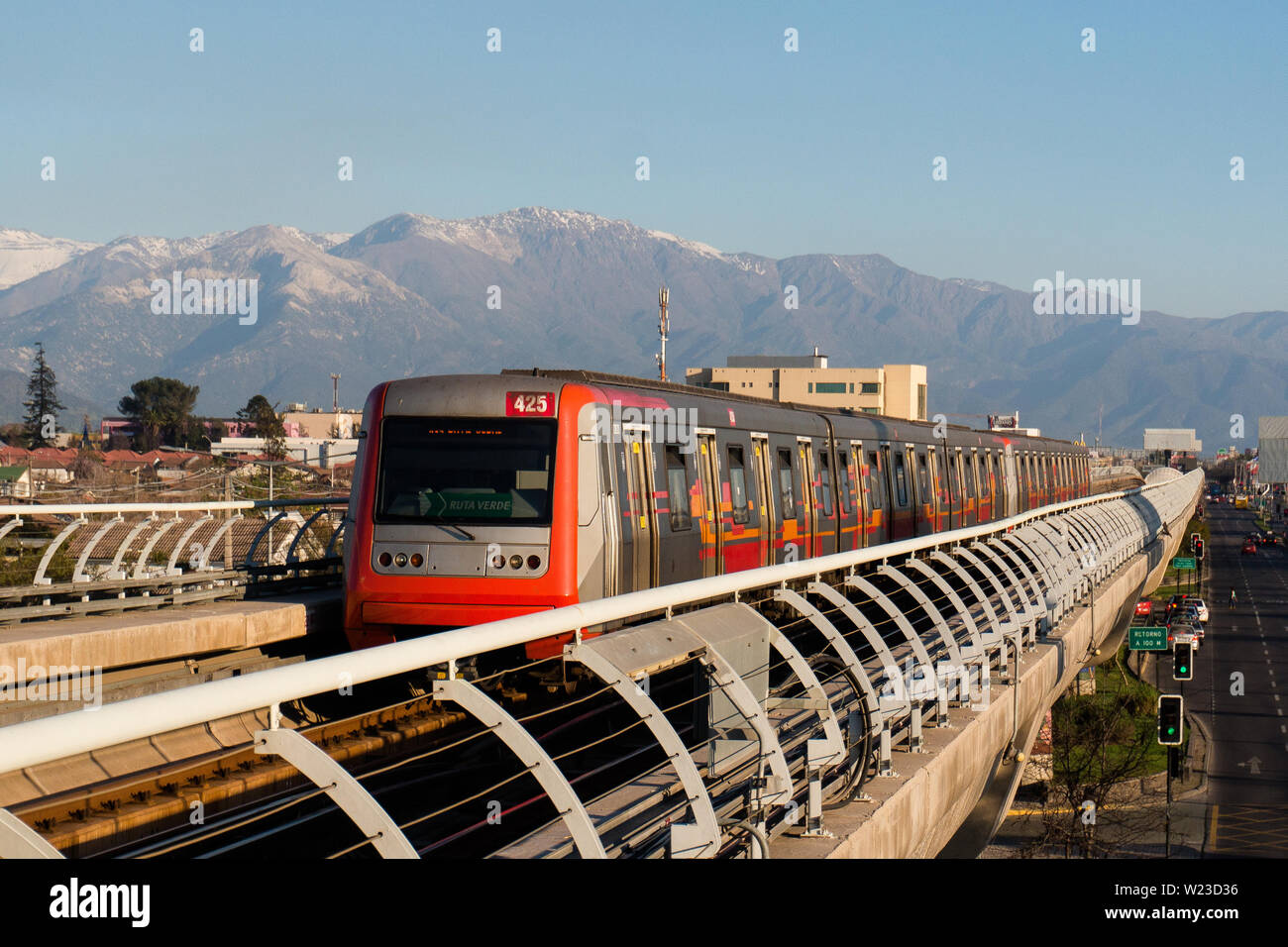 SANTIAGO, CHILE - SEPTEMBER 2015: A Metro de Santiago train in the ...