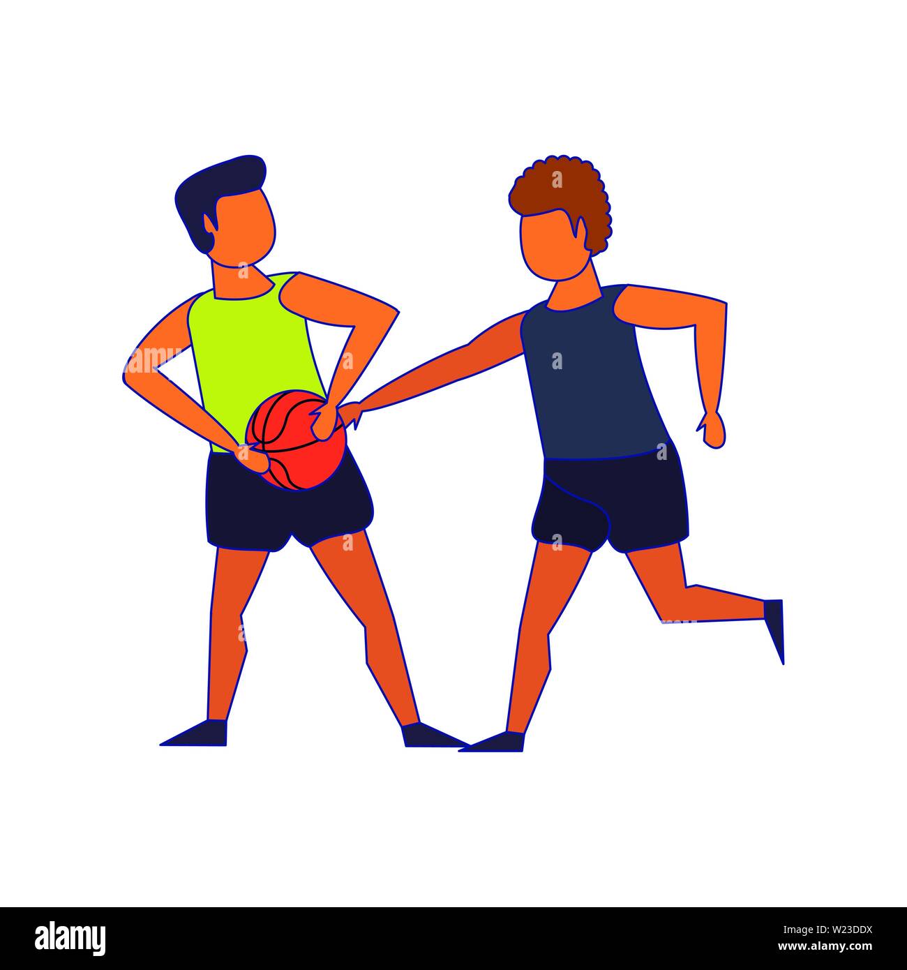 Couple training sports cartoons isolated blue lines Stock Vector Image ...