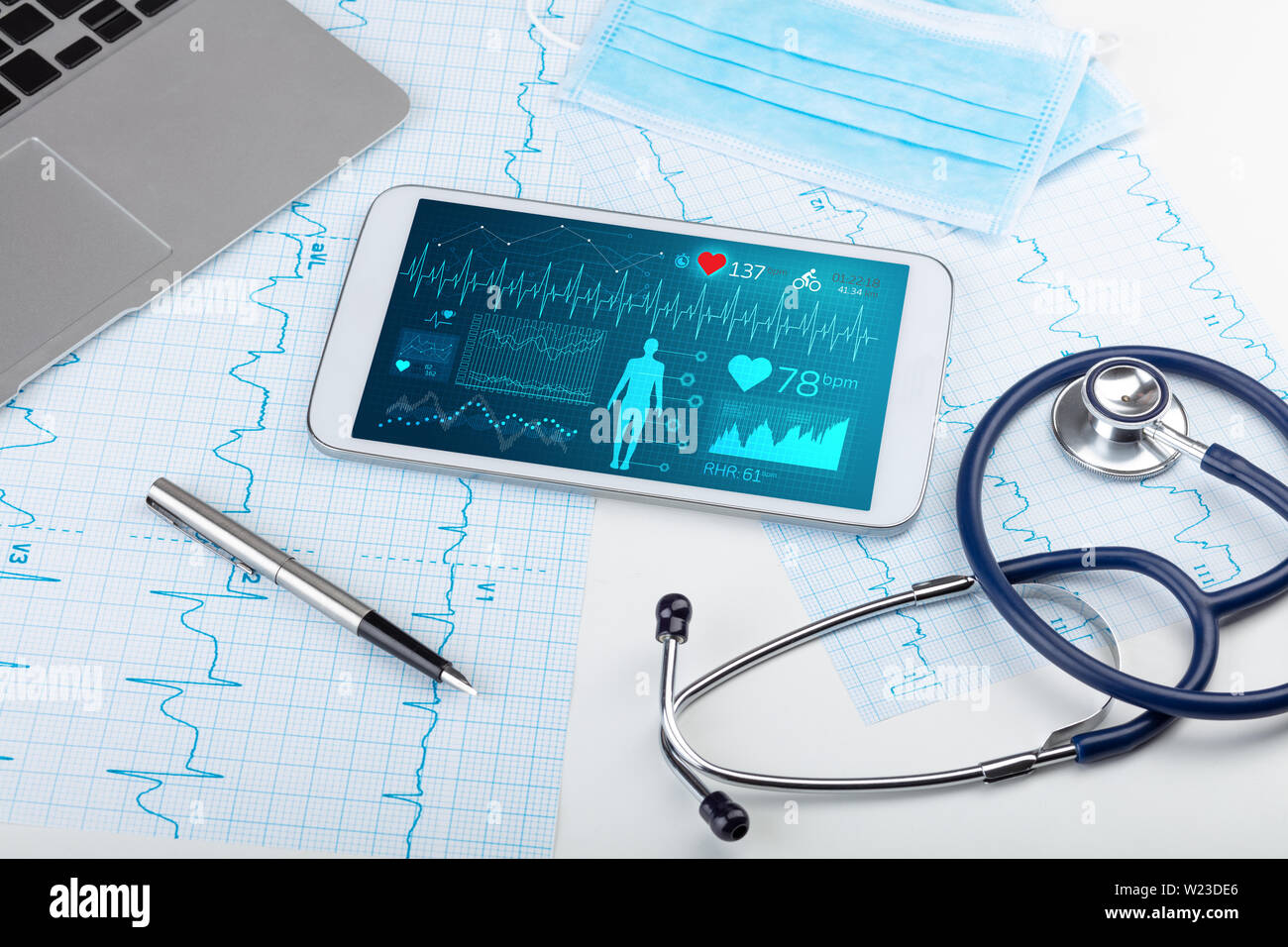 Live medical screening with medical application on tablet Stock Photo ...