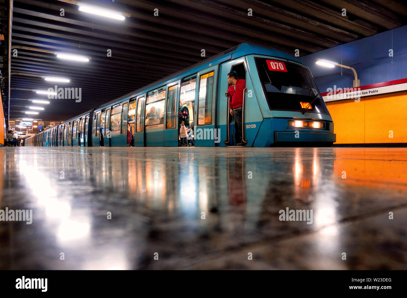 SANTIAGO, CHILE - SEPTEMBER 2015: A Santiago Metro NS93 train at ...