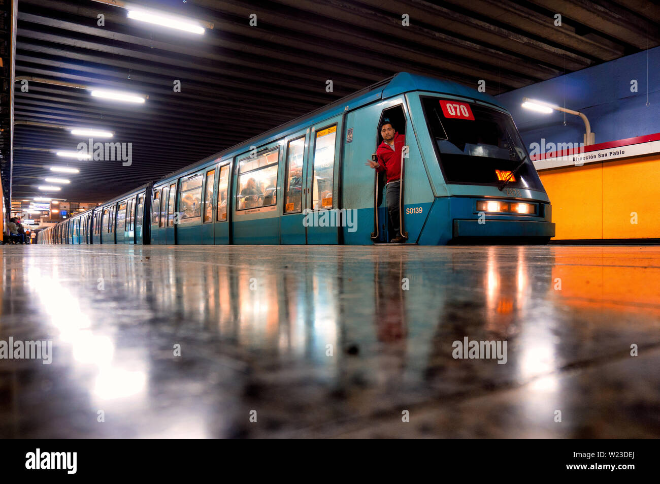 SANTIAGO, CHILE - SEPTEMBER 2015: A Santiago Metro NS93 train at ...