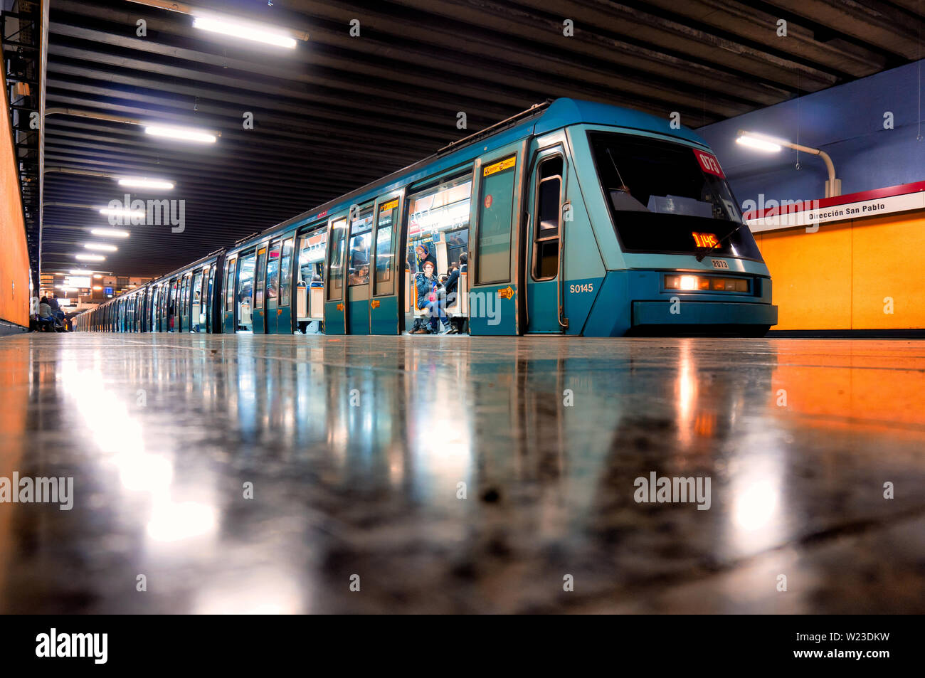 SANTIAGO, CHILE - SEPTEMBER 2015: A Santiago Metro NS93 train at ...