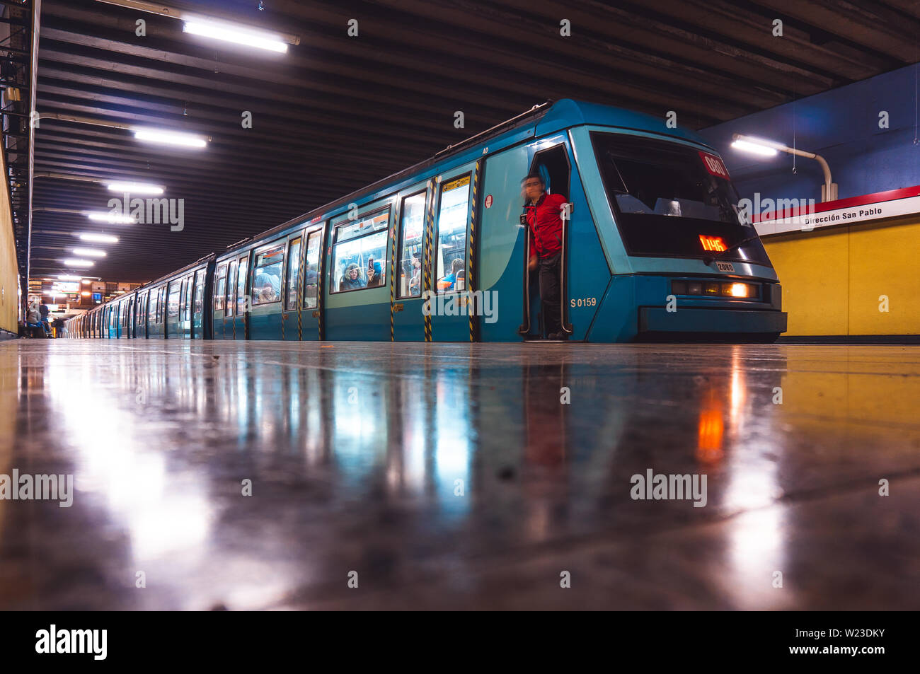 SANTIAGO, CHILE - SEPTEMBER 2015: A Santiago Metro NS93 train at ...
