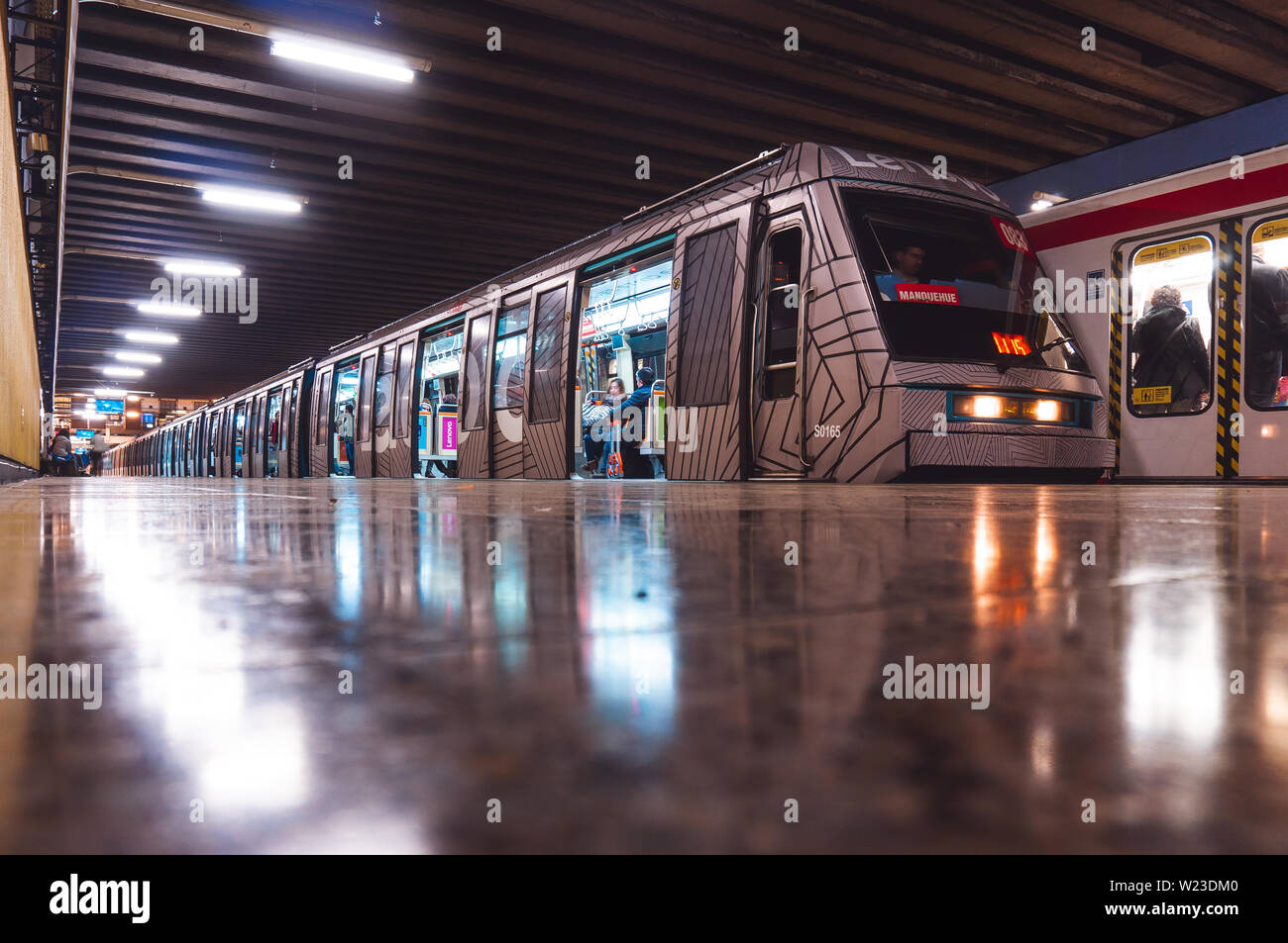 SANTIAGO, CHILE - SEPTEMBER 2015: A Santiago Metro NS93 train at ...