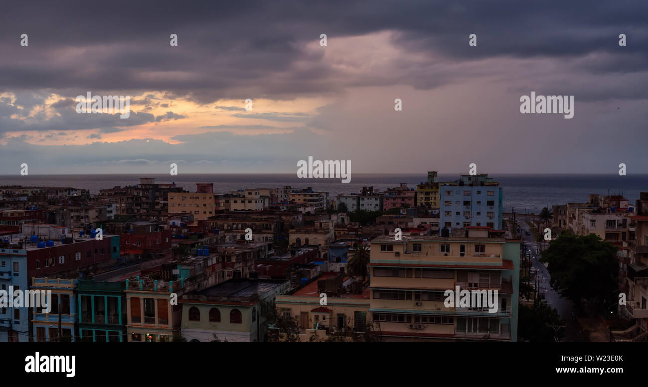Aerial Panoramic view of the residential neighborhood in the Havana ...
