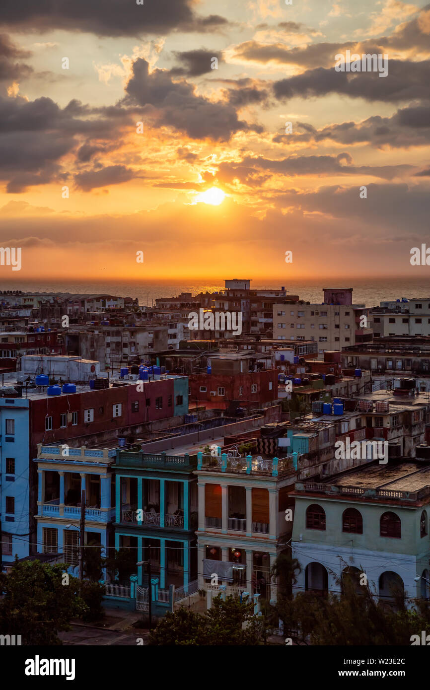 Aerial view of the residential neighborhood in the Havana City, Capital ...