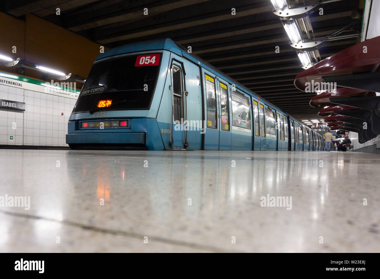 SANTIAGO, CHILE - SEPTEMBER 2015: A Santiago Metro NS93 train at Santa ...