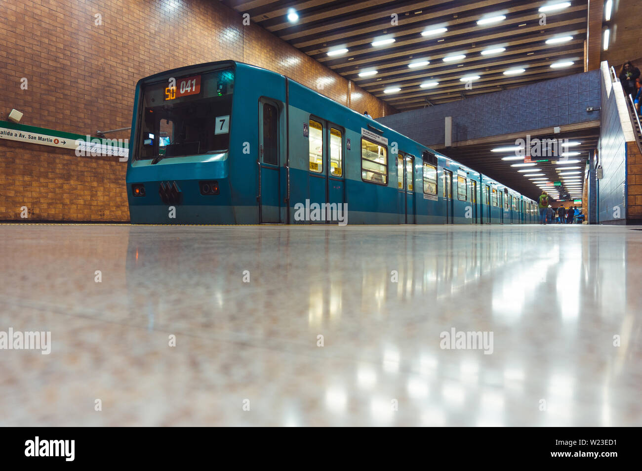 SANTIAGO, CHILE - SEPTEMBER 2015: An old Santiago Metro train at Santa ...