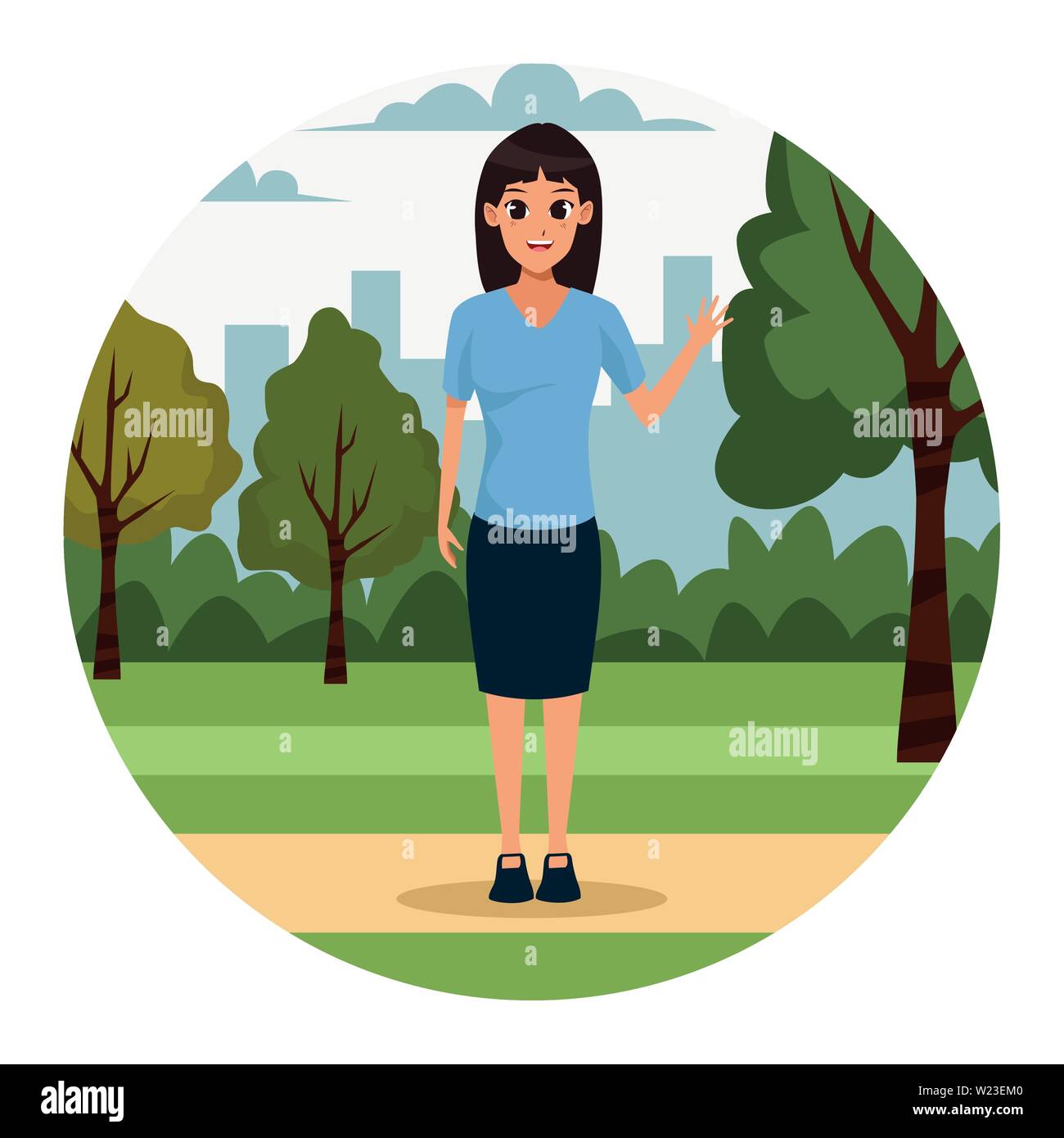 Woman in forest trees Cut Out Stock Images & Pictures - Alamy