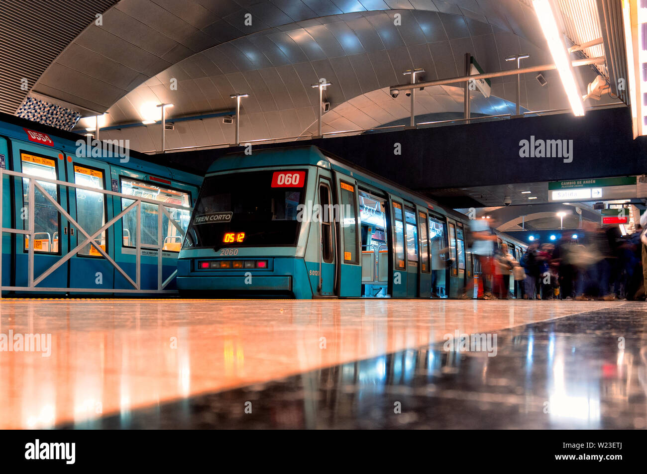 SANTIAGO, CHILE - SEPTEMBER 2015: Santiago Metro NS93 train at Plaza de ...