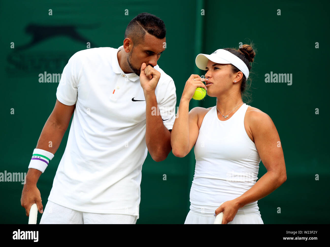 Nick Kyrgios with doubles partner Desirae Krawczyk on day five of the ...