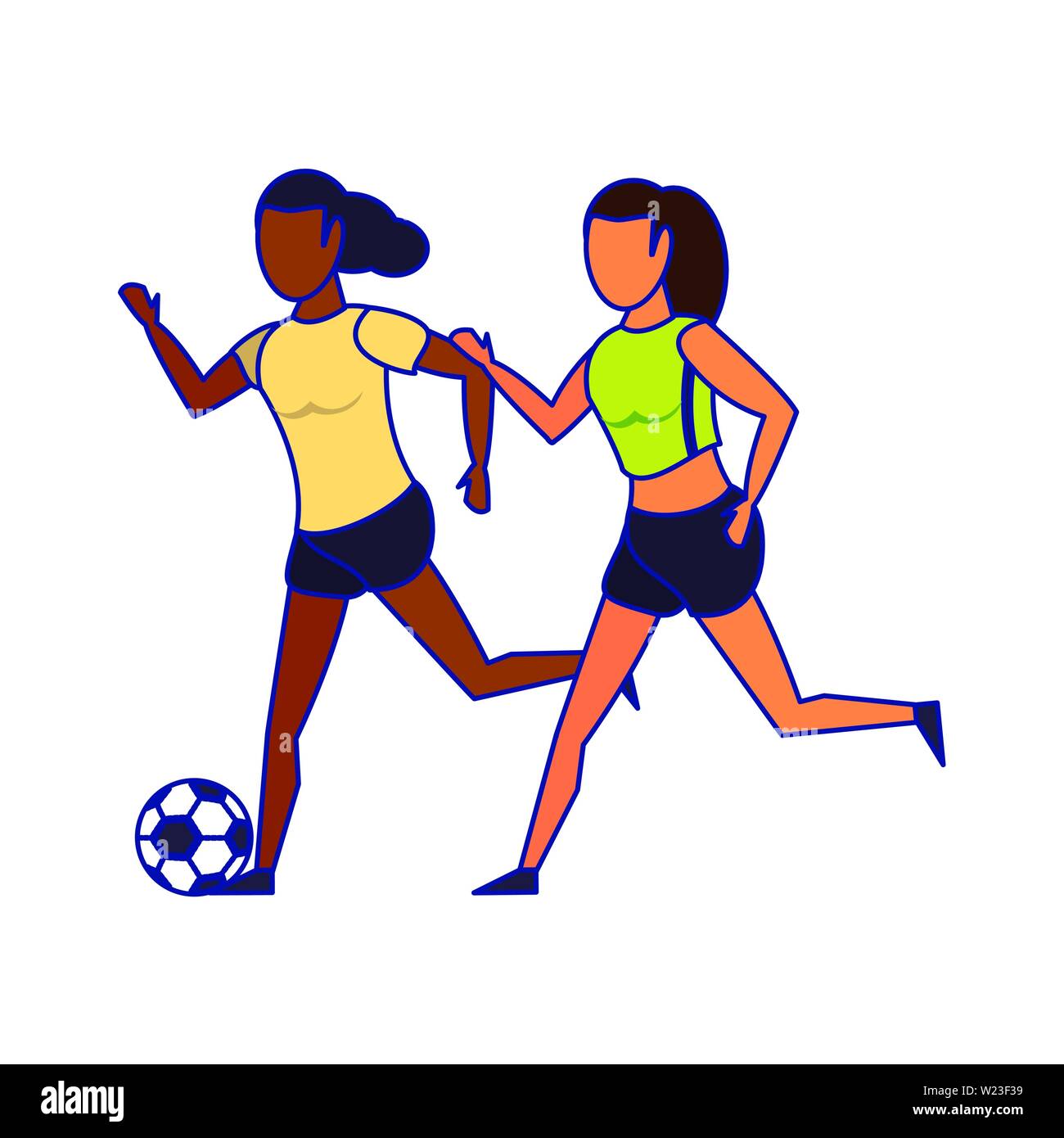 Couple training sports cartoons isolated blue lines Stock Vector Image ...