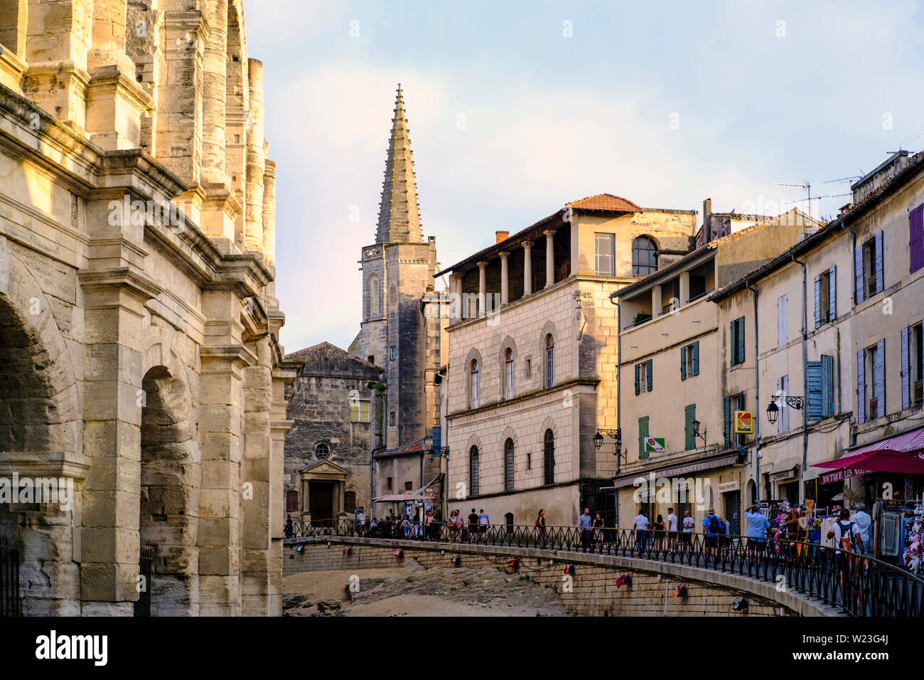 The city of Arles, historic centre with Roman amphitheatre Stock Photo ...