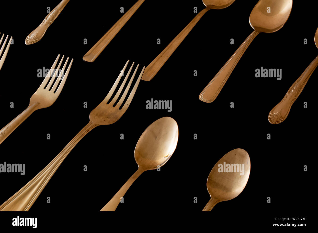 silverware with brown background Stock Photo - Alamy
