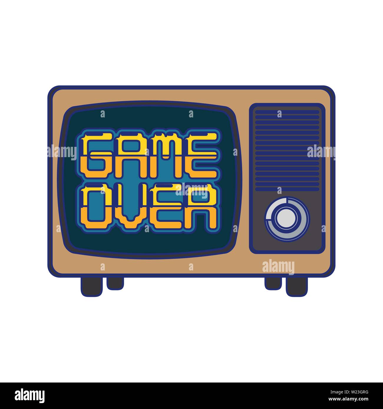 Retro videogame game over on tv screen blue lines Stock Vector Image ...