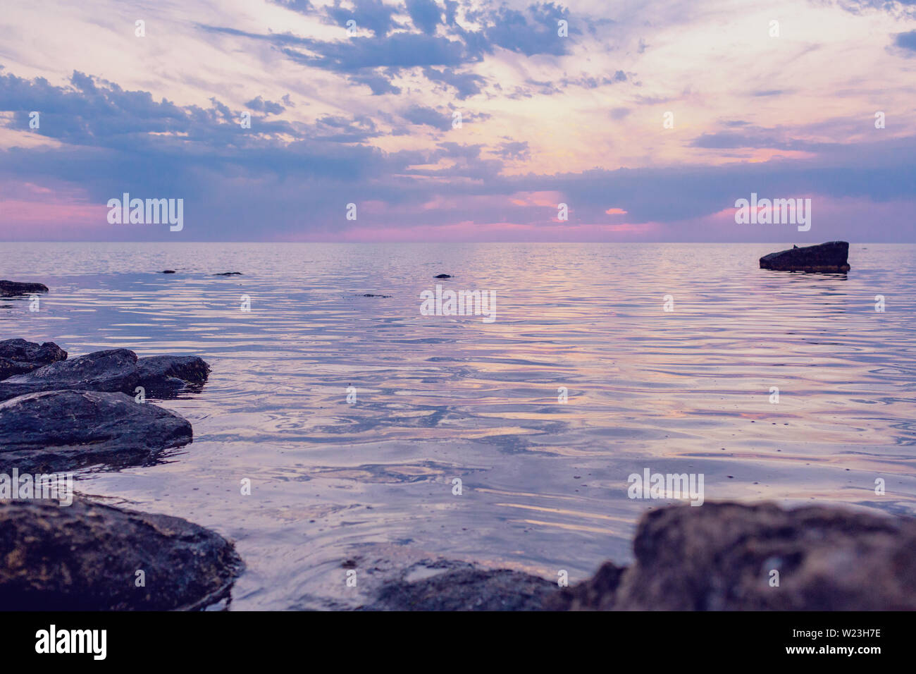 Sunset on the Caspian Sea. Relax, rest, vacation Stock Photo - Alamy