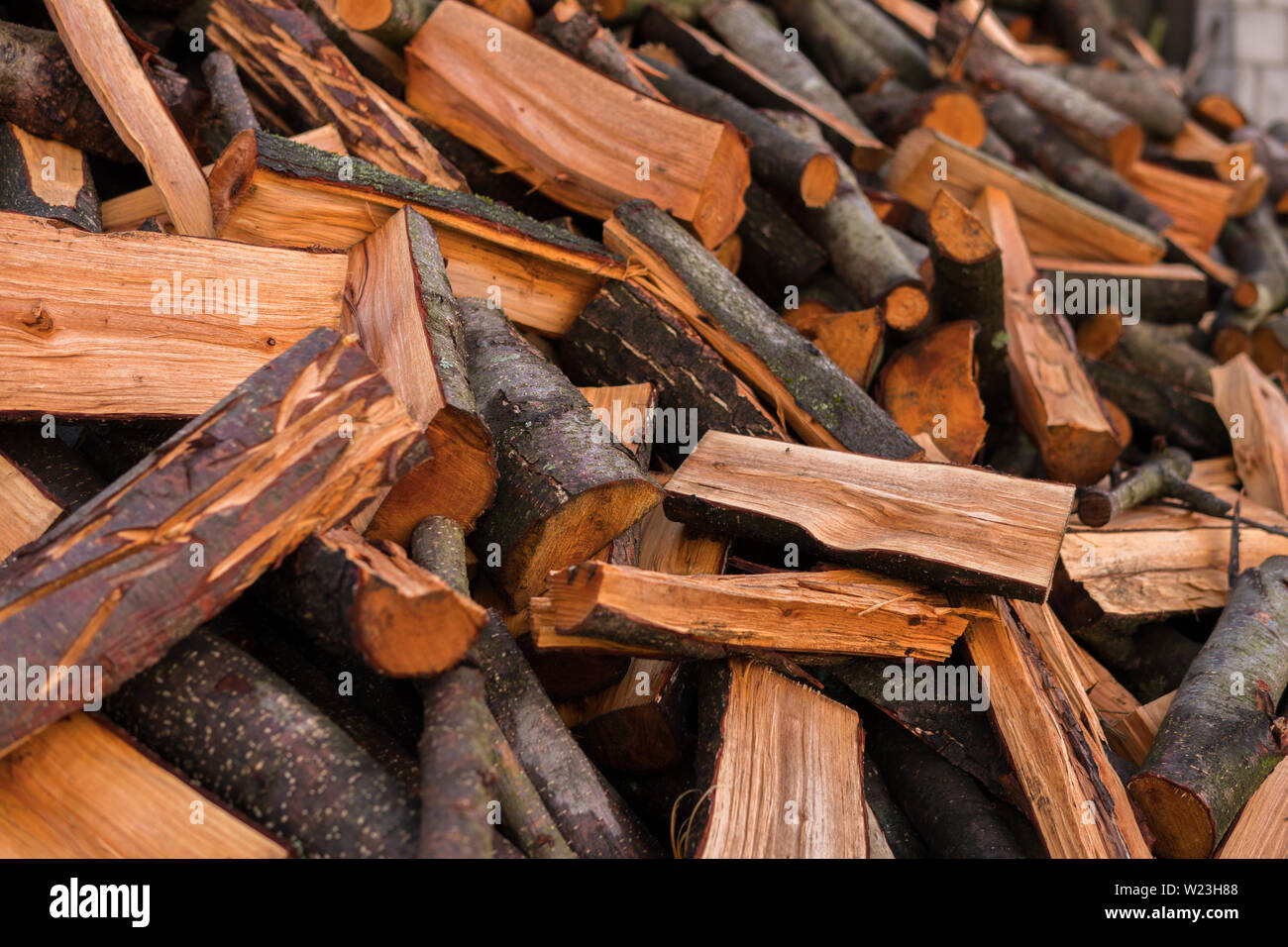 a pile of cutted and chopped alder wood Stock Photo - Alamy