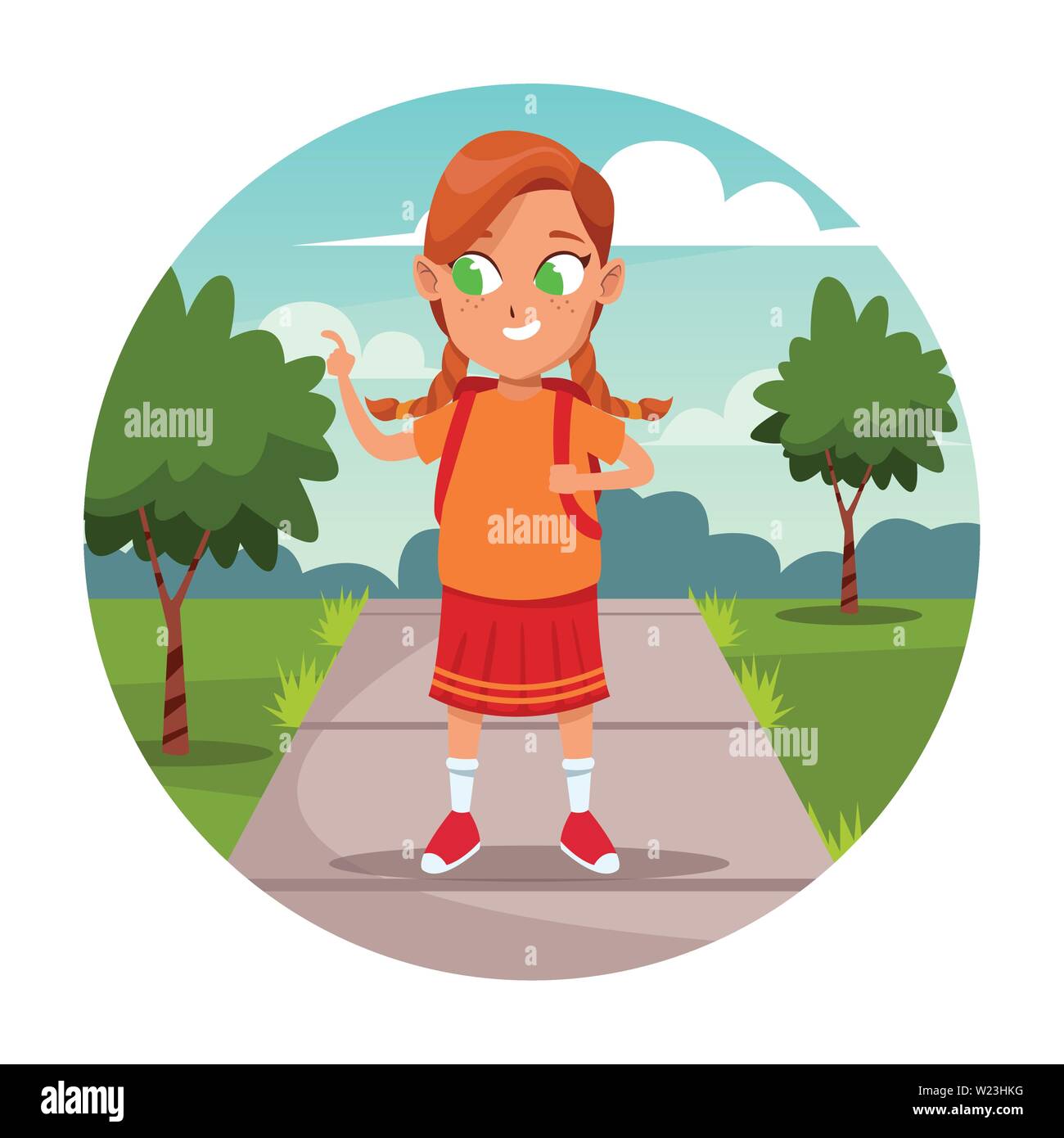 School girl with backpack cartoon Stock Vector Image & Art - Alamy
