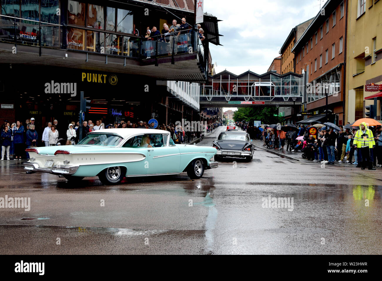 Old cars cruising in Västerås city during Summer Meet - one of the ...